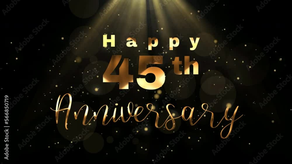 Vidéo Stock Happy 45th Anniversary animation text in gold color on ...