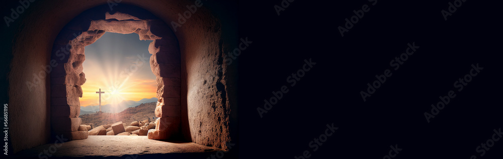 Jesus Christ tomb. Easter background created with generative Ai ...