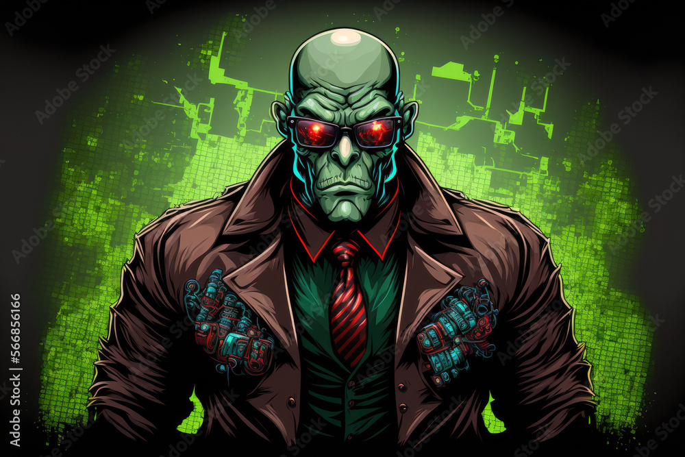 Cyberware hacker boss illustration of a mobster from science fiction ...