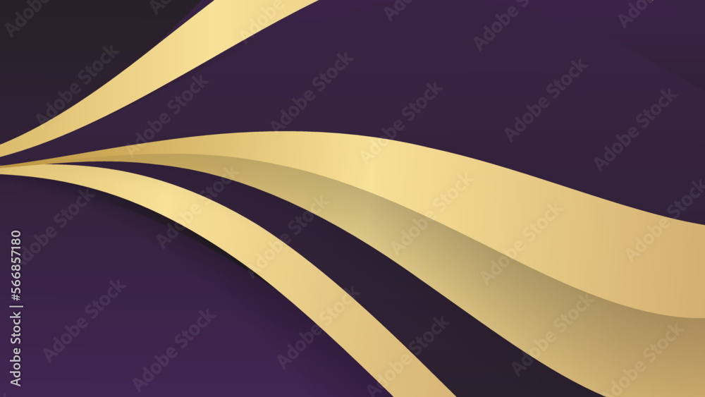 Abstract violet and gold wavy background. Wavy luxury gold lines ...