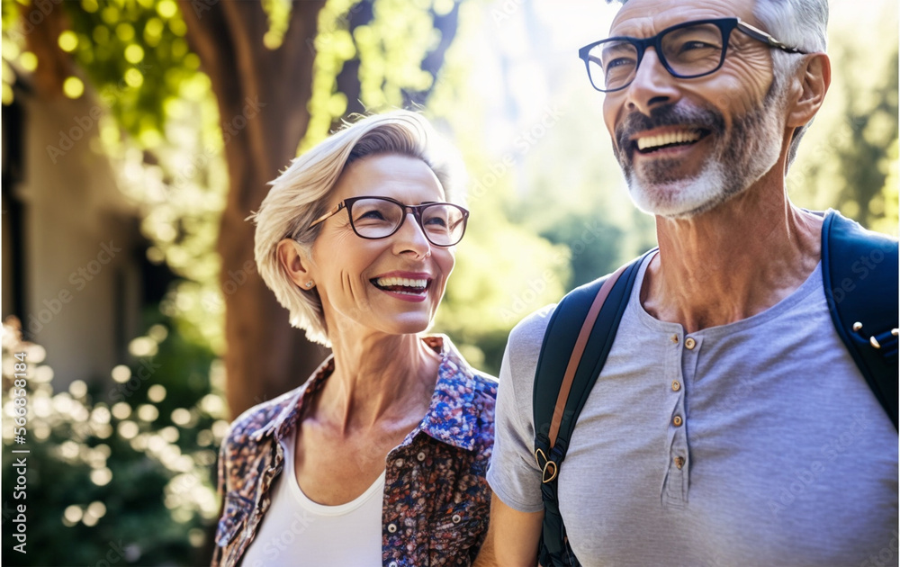 Beautiful happy middle aged love couple outside in a park (AI Generated ...