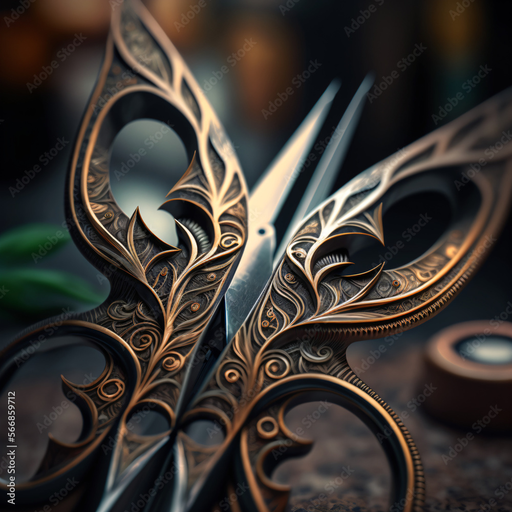 surreal vintage butterfly shaped scissors with steampunk style ...