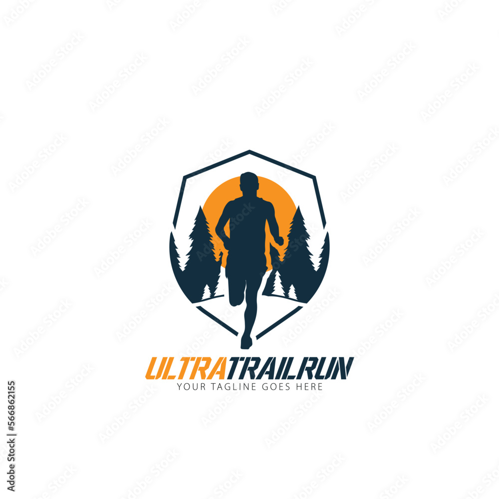 Ultra Trail running logo vector illustration on white background Stock ...