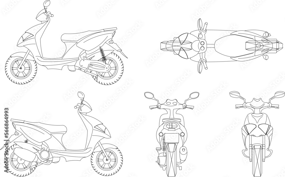 Modern minimalist electric scooter motor illustration vector sketch ...