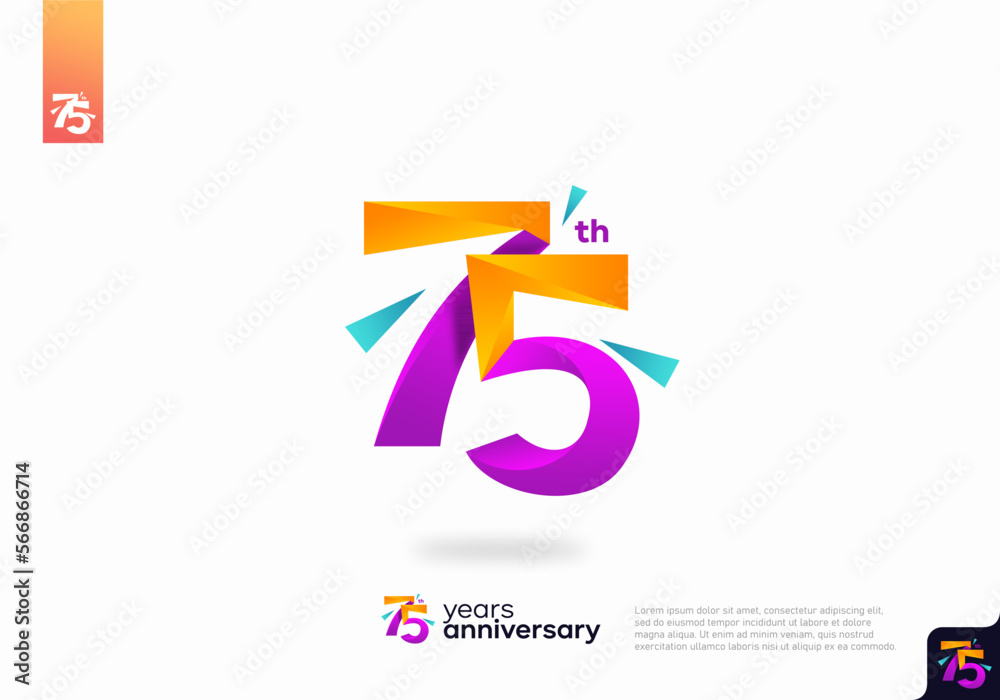 Number 75 logo icon design, 75th birthday logo number, anniversary 75 ...