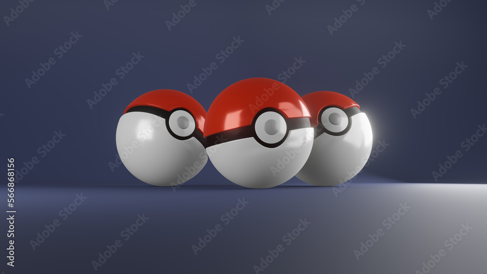 Fotografia do Stock: Realistic 3d pokeball from anime cartoon pokemon ...