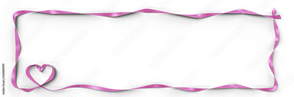 3D illustration of pink ribbon frame with heart loop isolated on ...