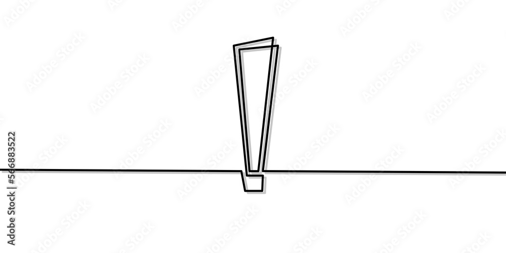 Continuous line of Exclamation mark on transparent background. Stock ...