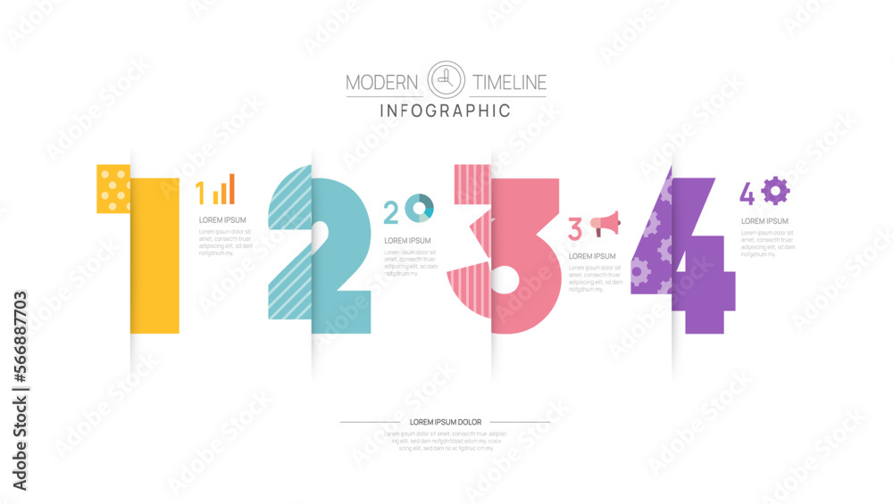 Infographic Timeline diagram template for business. 4 Steps Modern ...
