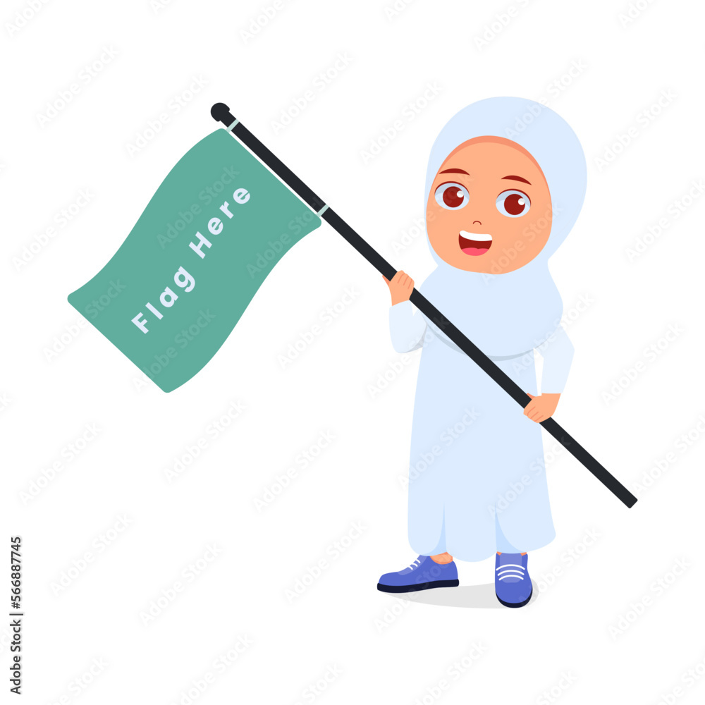 cute happy kid hold flag celebrate national day Stock Vector | Adobe Stock