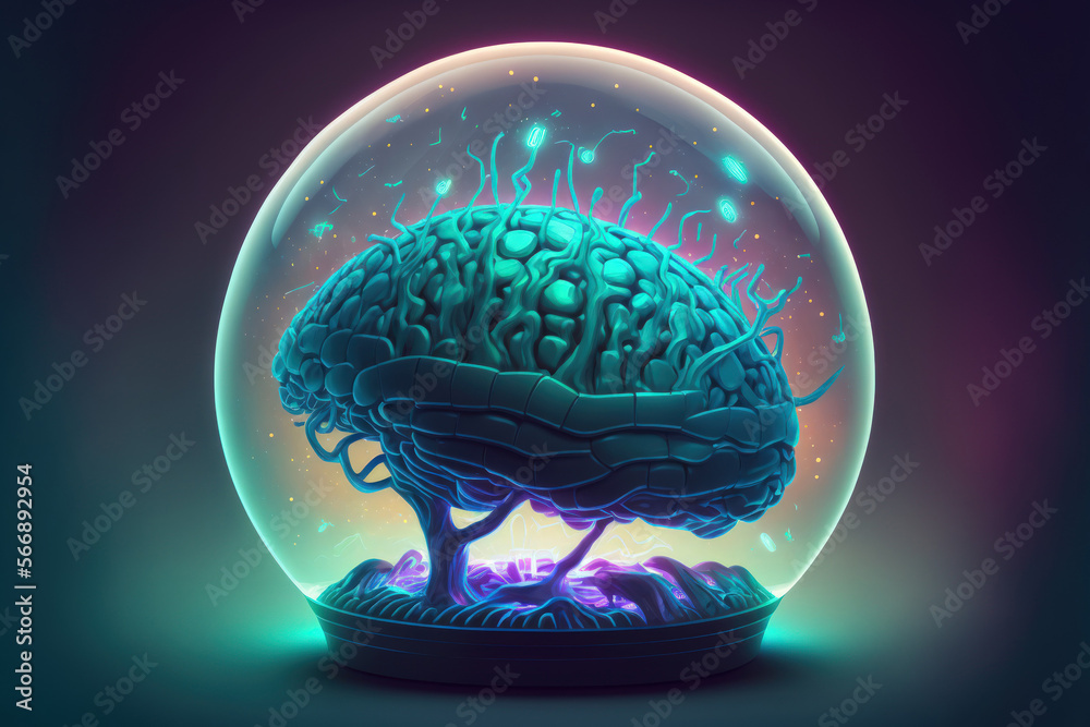 The brain pod is an illustration of a futuristic glass globe computer ...