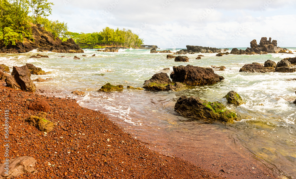 The Red Sand Of Koki Beach and Ka iwi o Pele , Koki Beach Park, Hana ...