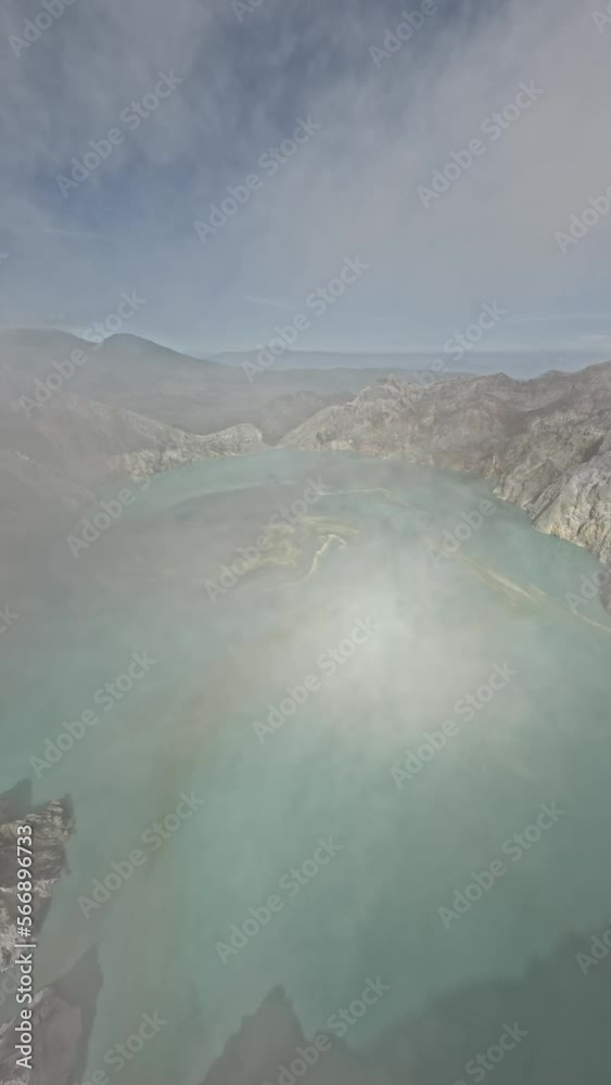 Volcano crater island mountain crack stone sharp structure with acid ...
