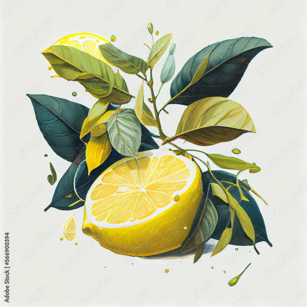 Cartoon. Illustration of a lemon on a blank background. generative ai ...