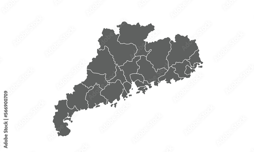 Guangdong Province map isolated on white background.for annual ...