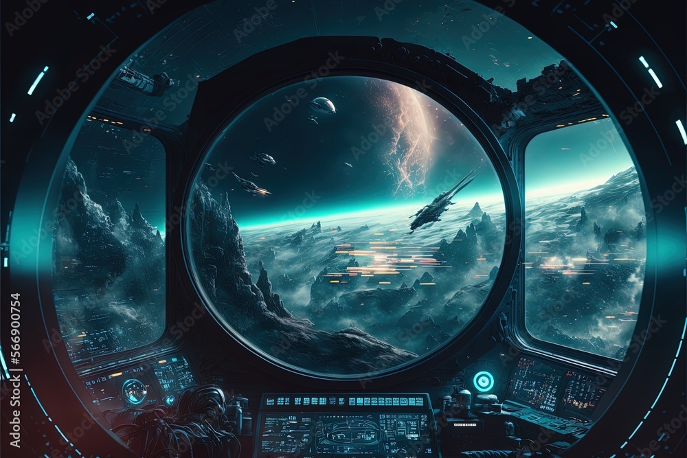 Futuristic navigation system, AR space, floating in the space, flat ...