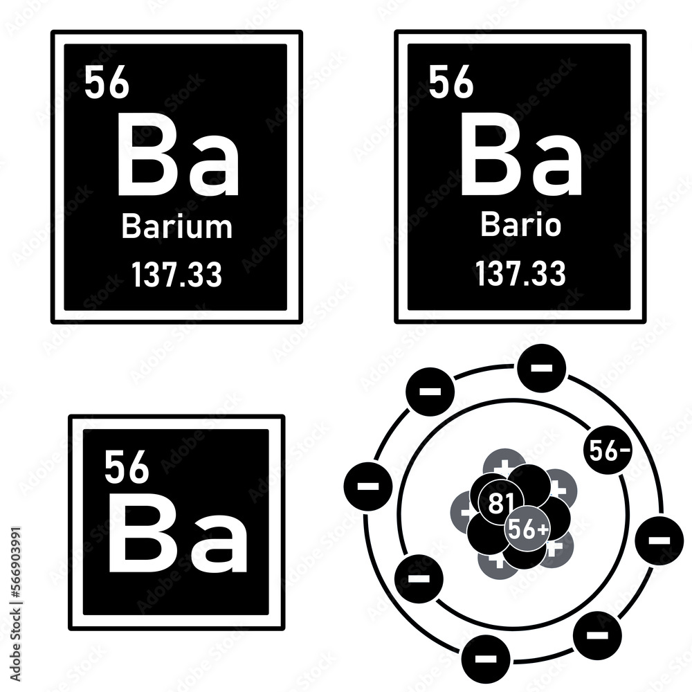 Icon of the element barium of the periodic table with representation of ...