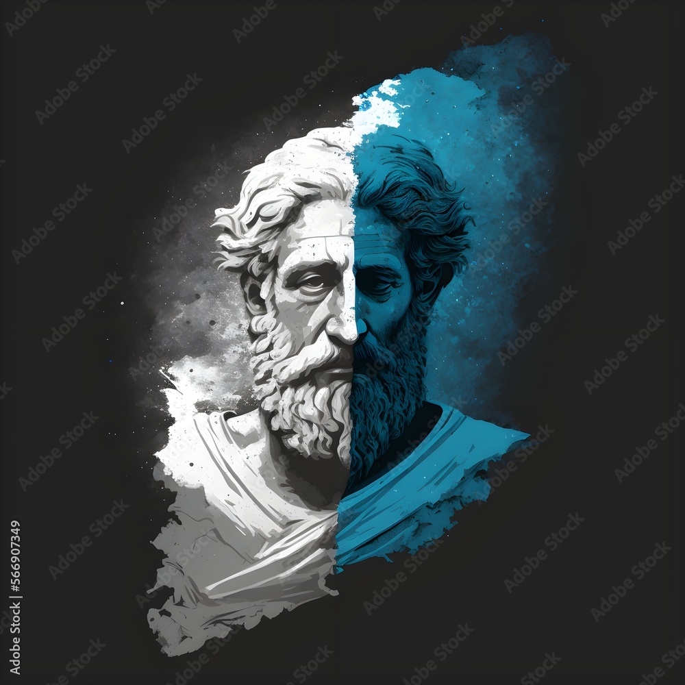 stoicism greek Epictetus split face abstract minimalt shirt design ...