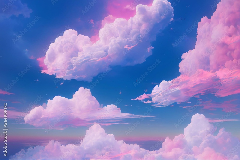 sky with pink clouds background image. Generative AI Stock Illustration ...