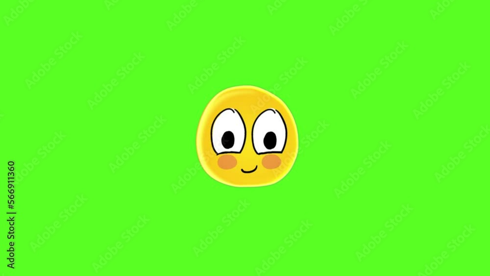 Shy emoji. Social media emoticons reaction. Emoji animation with green ...