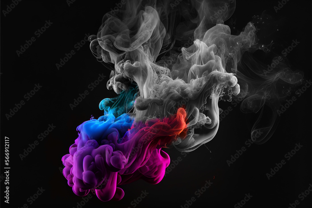 Smoke rising in black and white with selective colorization in 3D ...