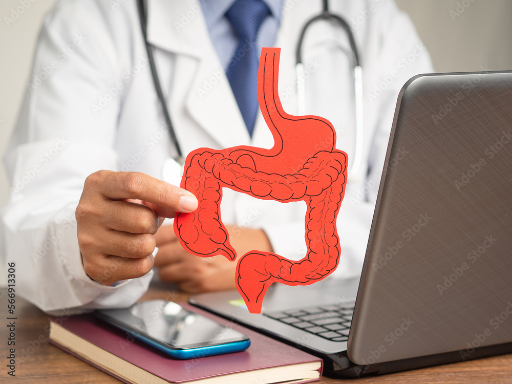 Treatment and prevention of constipation and diarrhea. Close-up of hand ...