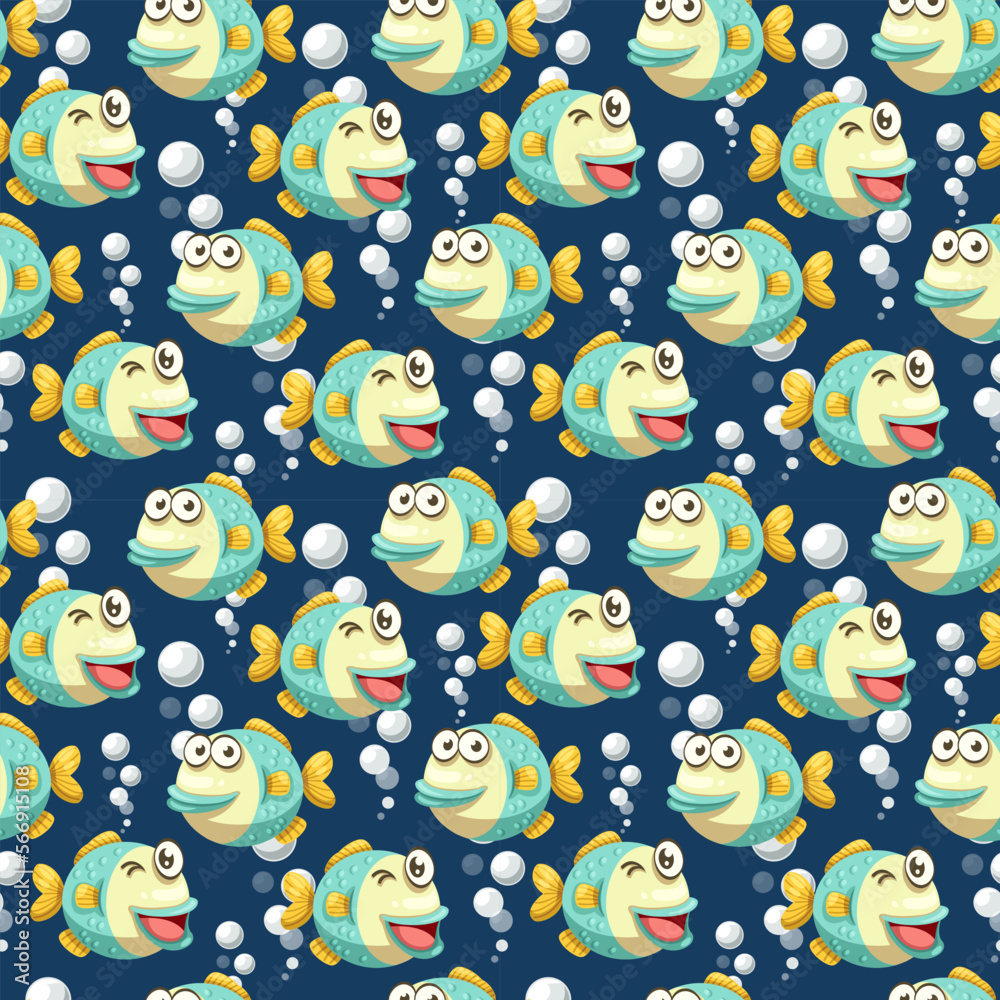 seamless funny fish in cartoon character background vector Stock Vector ...