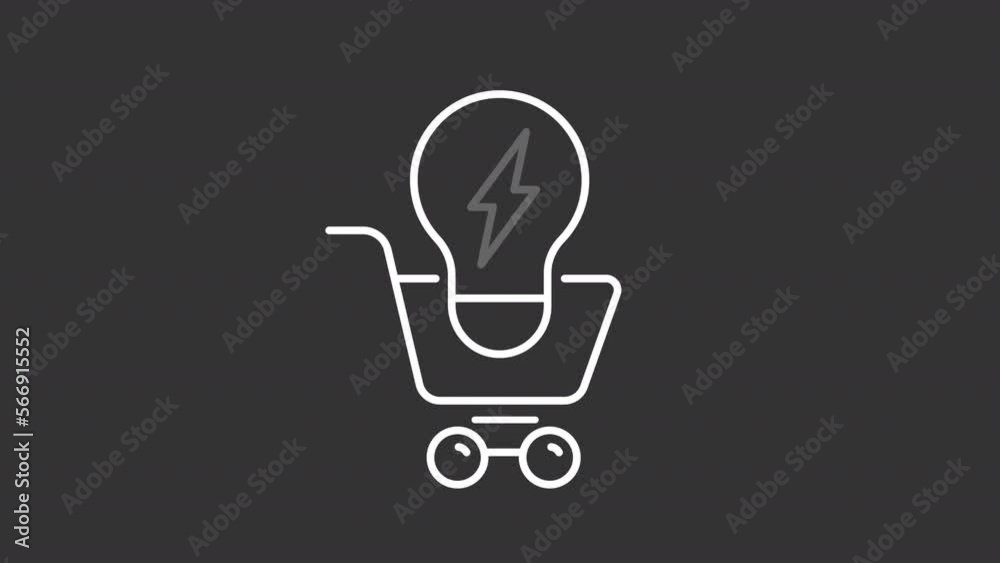 Animated buy energy white line icon. Electricity consumption. Loop HD ...