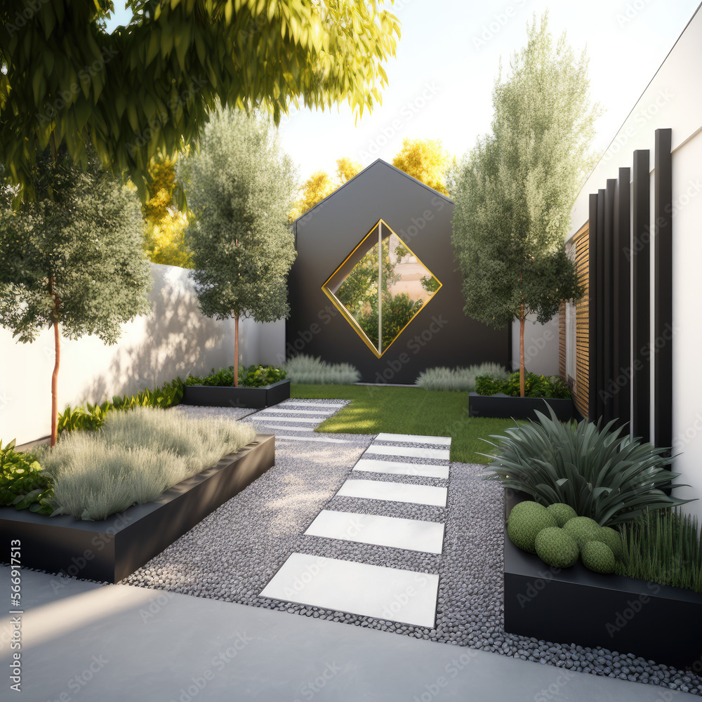 modern backyard with minimalist design, garden, natural materials ...