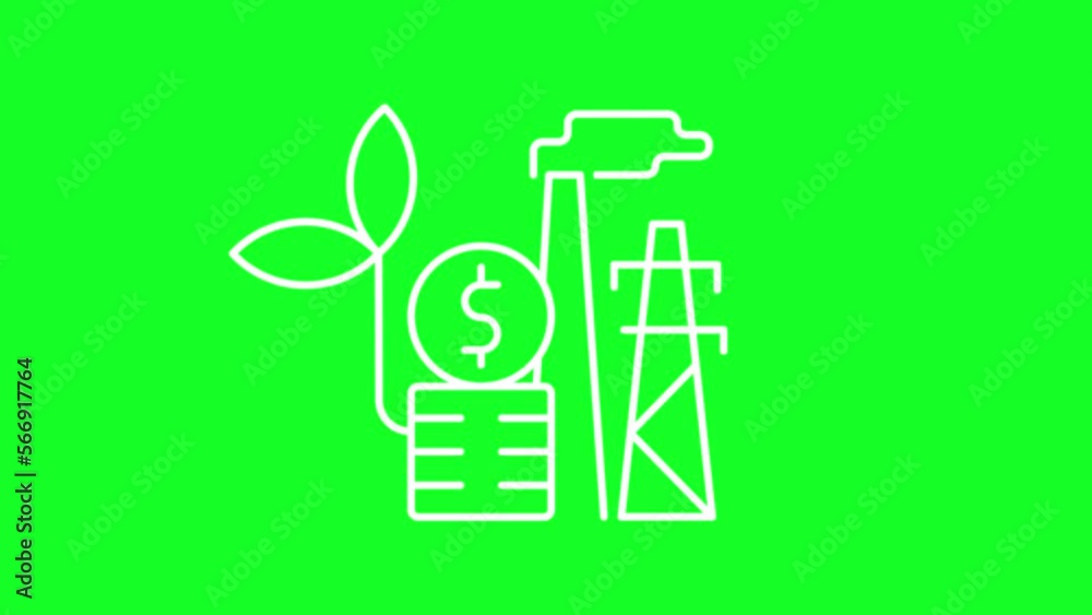 Animated ecotaxes white line icon. Environmental taxes. Emissions. Loop ...