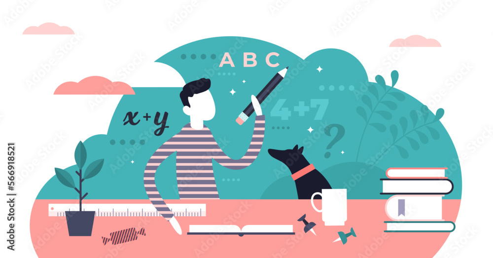 Homework illustration, transparent background. Flat tiny school tasks ...