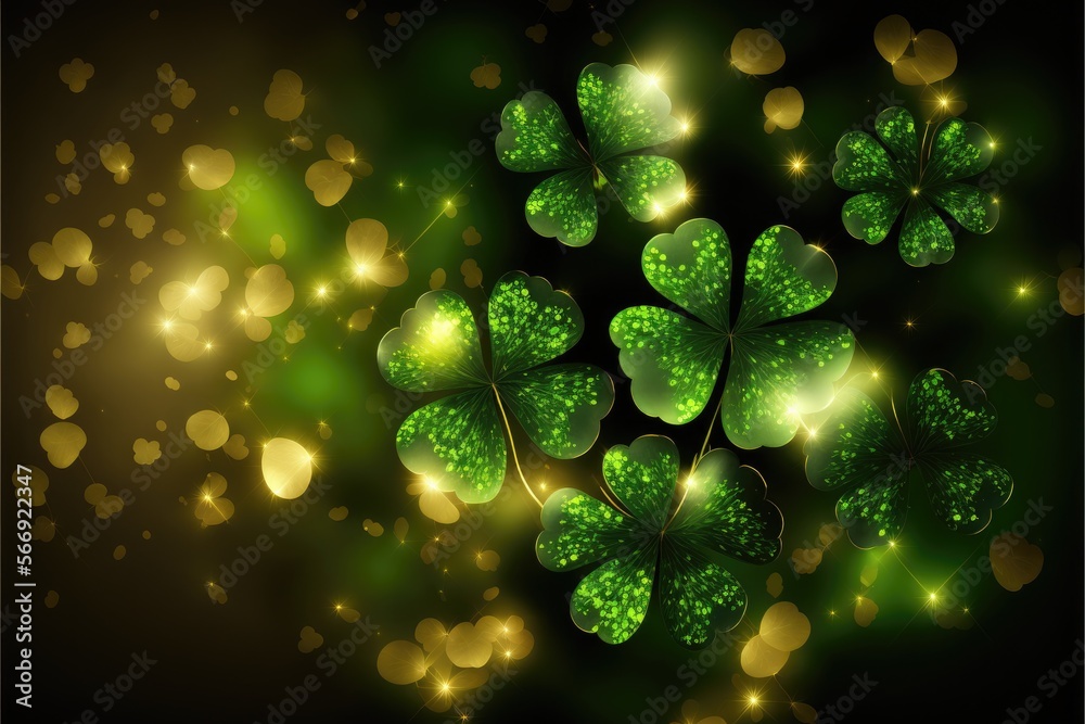 St. Patrick's Day abstract dark background decorated with green and ...