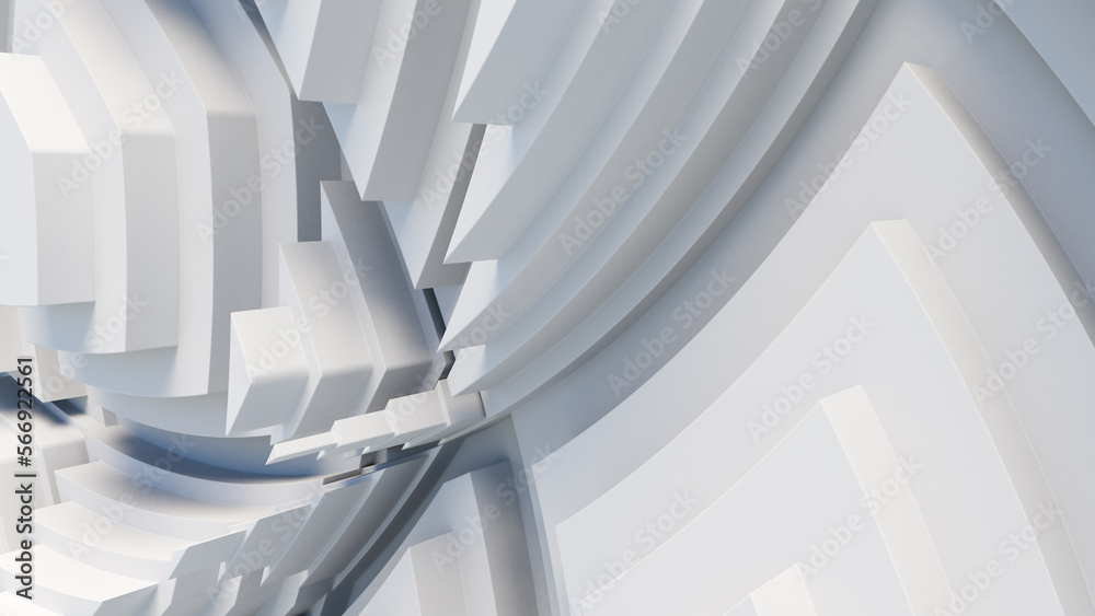 White, Tech Background with a Geometric 3D Structure. Clean, Stepped ...