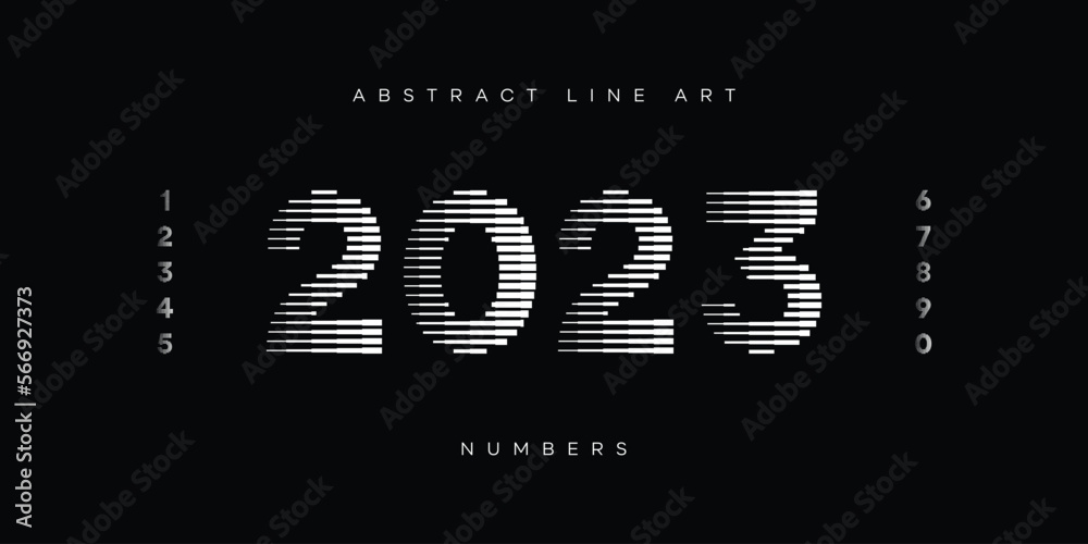 Modern Number Font with Horizontal Line Pattern Stock Vector | Adobe Stock