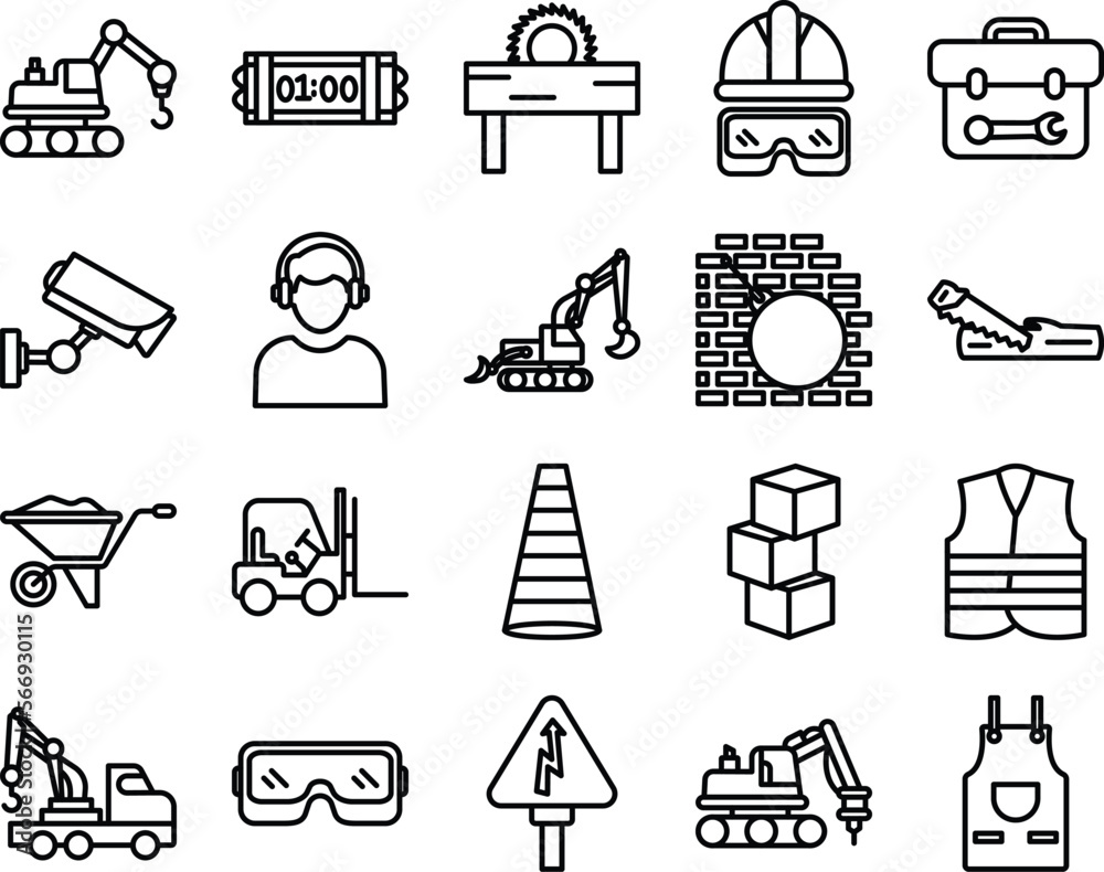Construction vector icons, architecture icons pack, construction icons ...