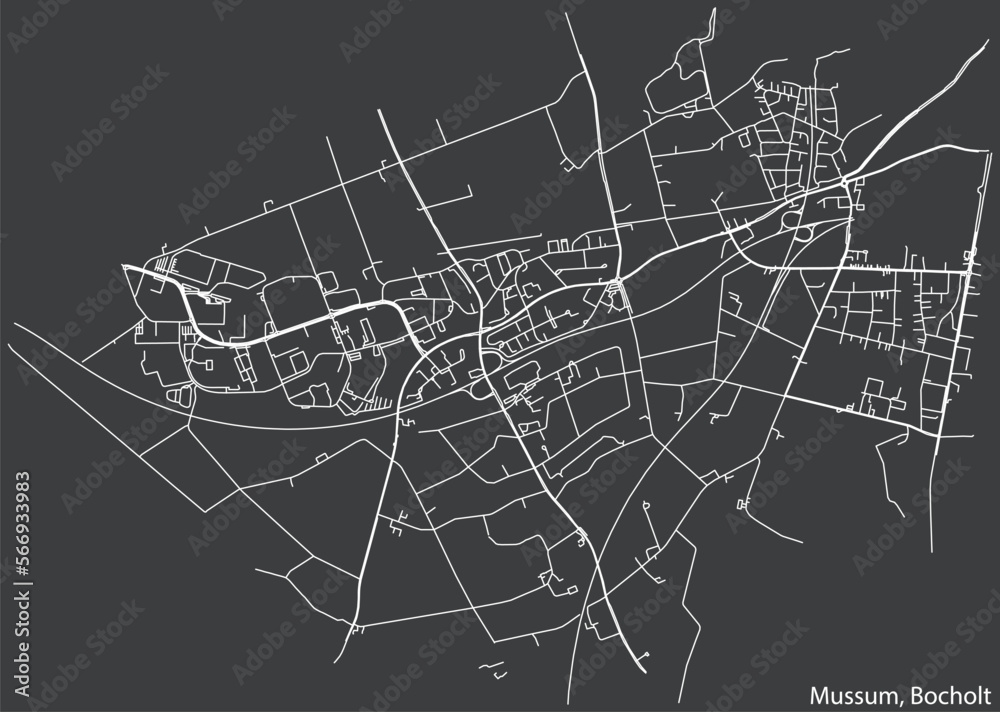 Detailed negative navigation white lines urban street roads map of the ...