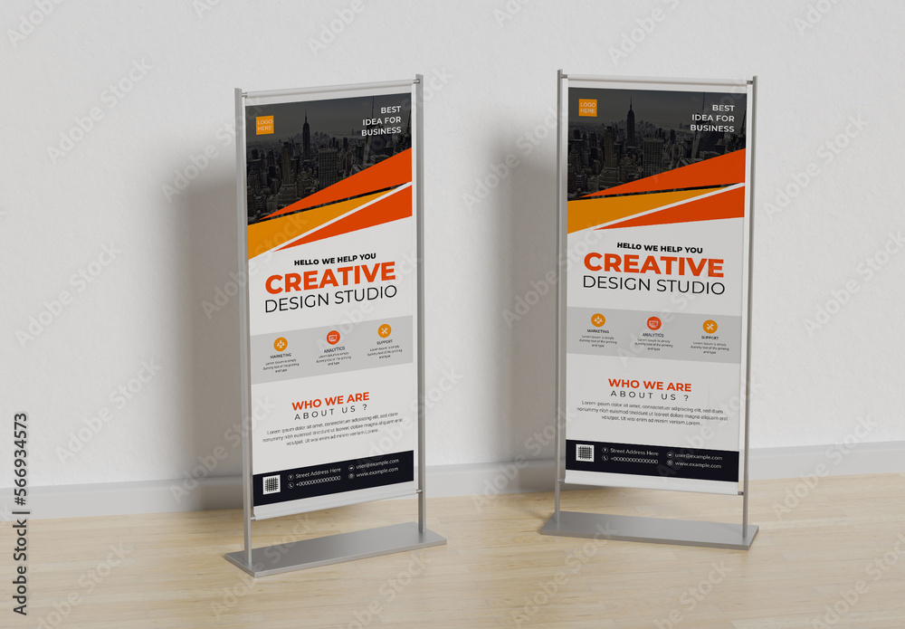 Creative Design Studio Roll Up Banner Design Stock Template | Adobe Stock