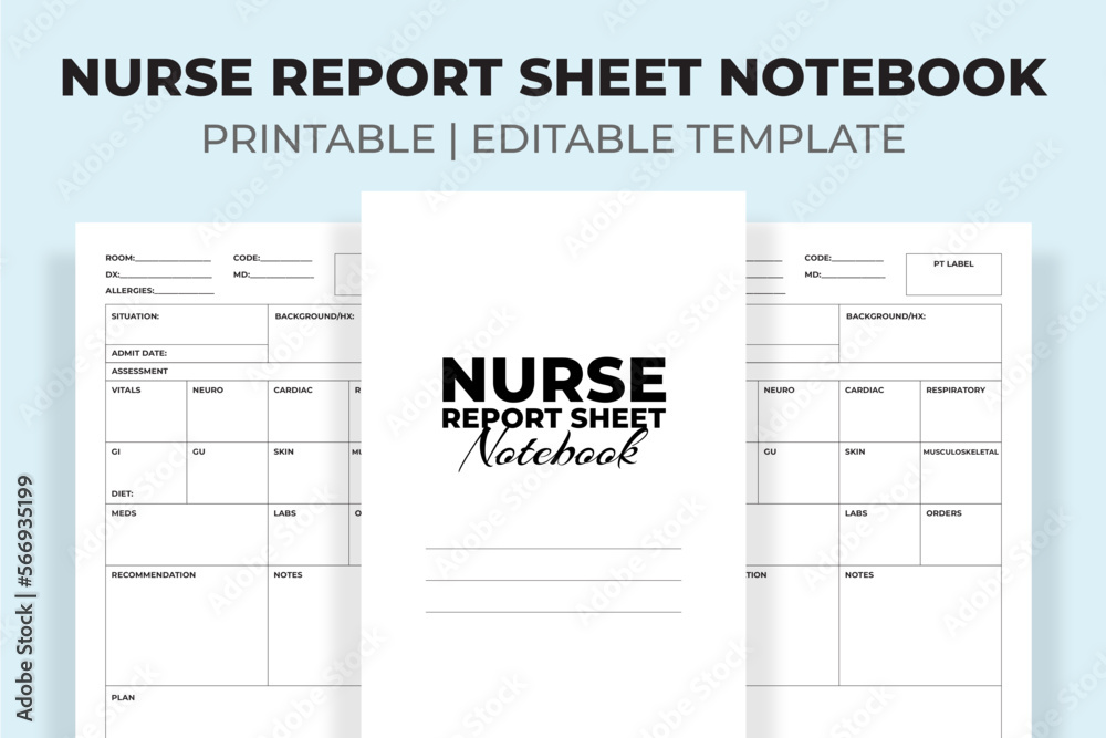 Nurse Report Sheet Notebook Stock Vector | Adobe Stock