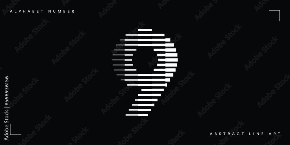 Number 9 Logo with Horizontal Halftone Line Pattern Stock Vector ...