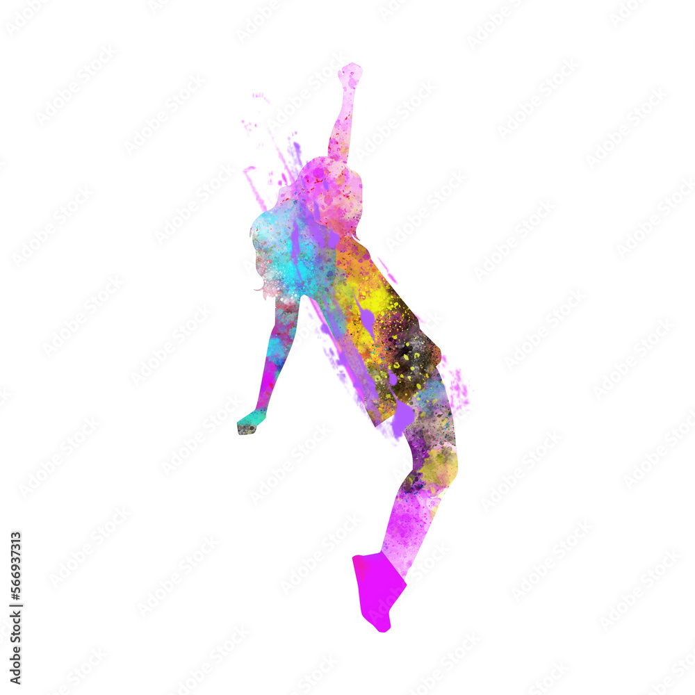 Watercolor Dancer drawing, silhouette of a dancing person, Watercolor ...