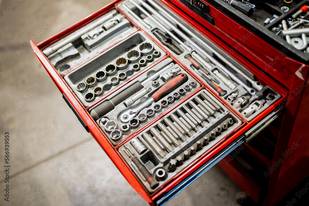 Professional and used red design hand tools for mechanical repair ...