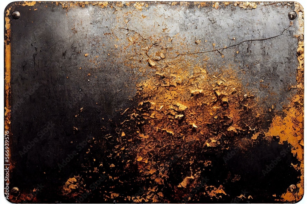 square empty rusted metal plaque signboard isolated on white background ...