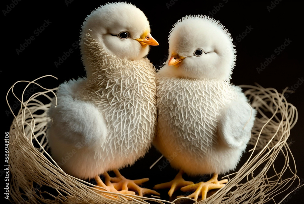Pollitos adorables enamorados tiernos amor, generative ai. 素材庫插圖 ...