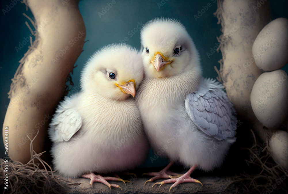 Pollitos adorables enamorados tiernos amor, generative ai. Stock ...