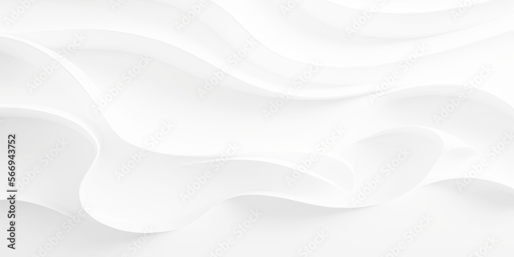 Poster Abstract white paper wave background and abstract gradient and white wave curve lines ...