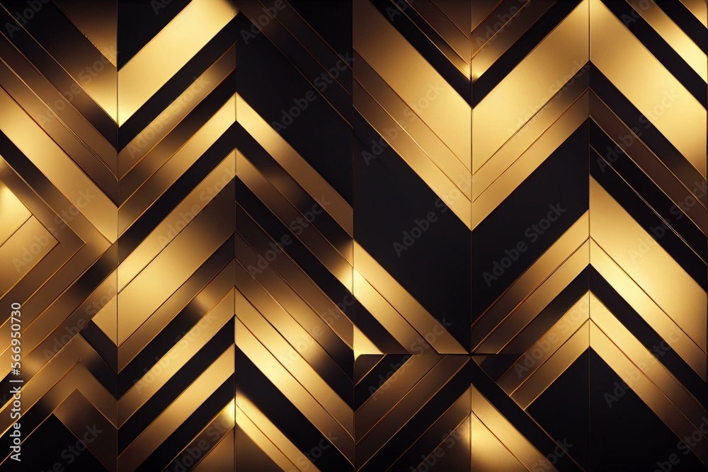 Luxury abstract black metal background with golden light lines. Dark 3d ...