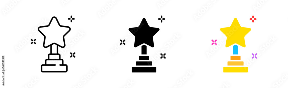 Reward star line icon. Review, feedback, rating, flicker star, shimmer ...