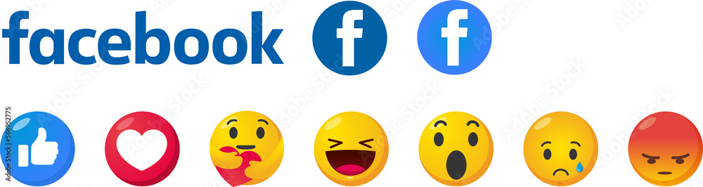 Facebook emoticon buttons. Png. Collection of Emoji Reactions for ...