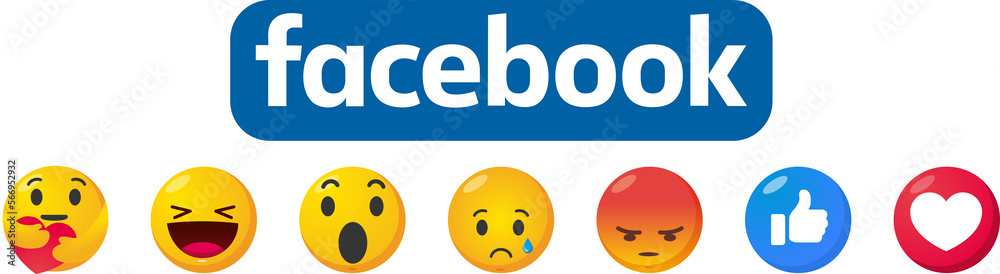 Facebook emoticon buttons. Png. Collection of Emoji Reactions for ...