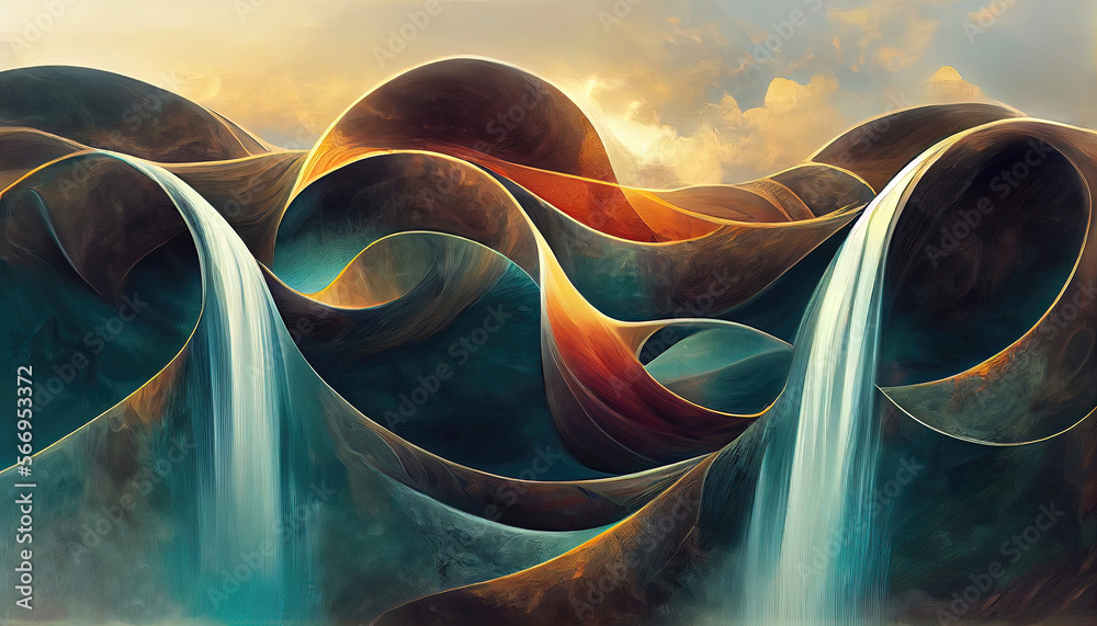 Abstract flowing waterfall as wallpaper background (Generative AI ...